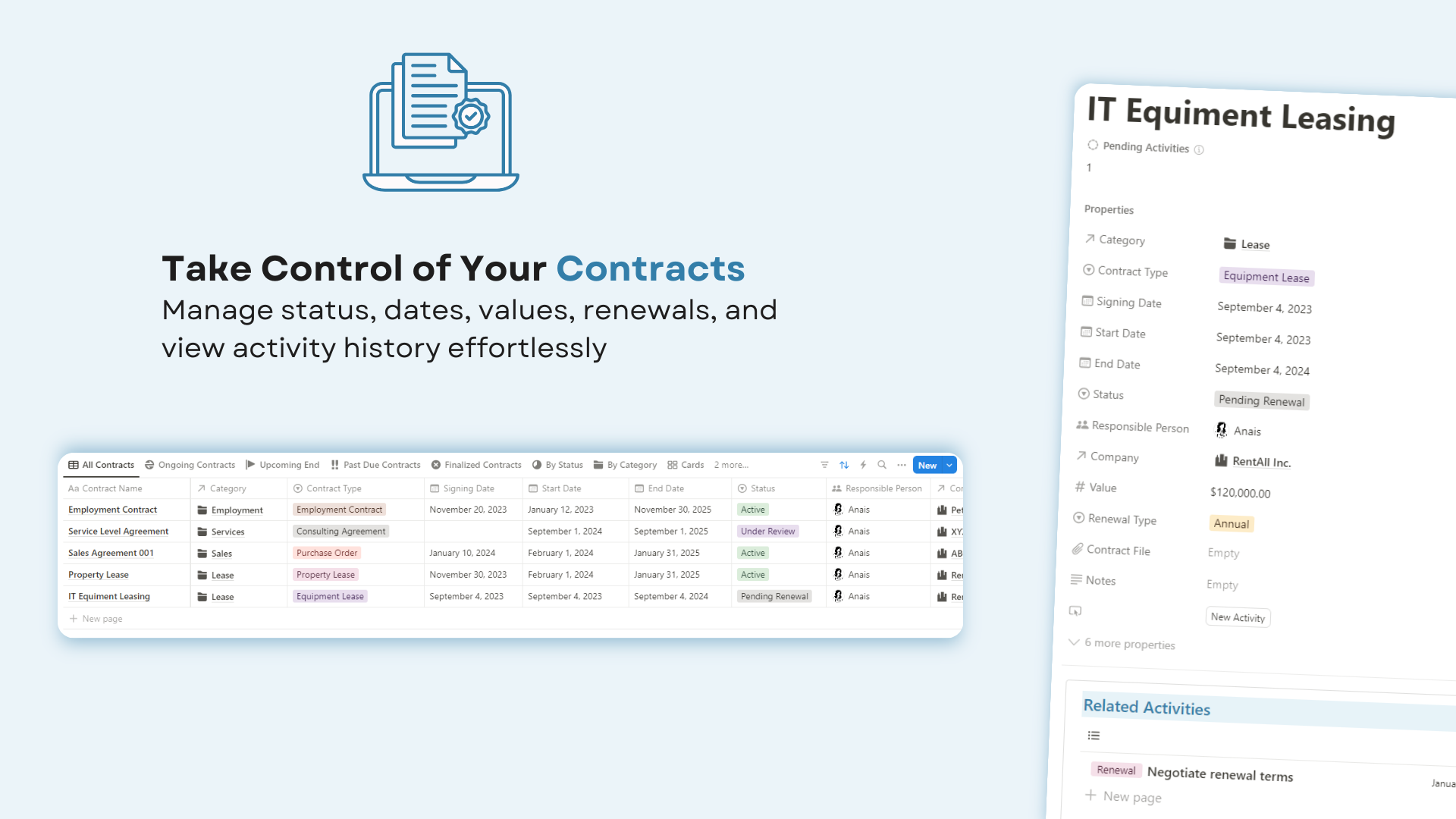 Contract Management - Notion template